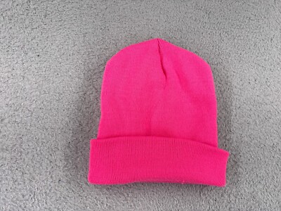 Beanie Toque Adult One Size Pink High Visibility Knit Acrylic Double ...