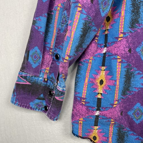 H Bar C Shirt Mens 17.5 36 Fits 2XL Pearl Snap Western Aztec Cowboy ...