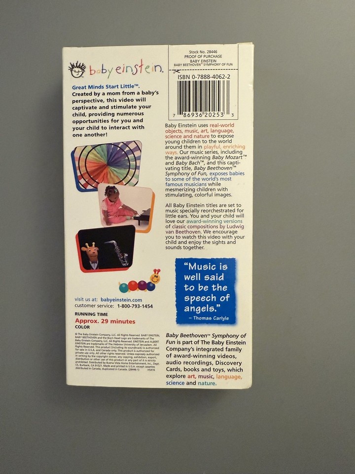 Walt Disney Baby Einstein - Baby Beethoven VHS Tape 2002 Symphony Of ...