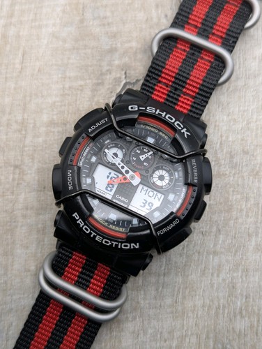 Casio G-Shock GW-100 Red/Black Digital Men's Watch + Strap Adapters ...