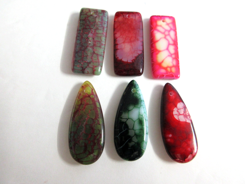 Lot of 6 Dragon Veins Agate Pendulum Rectangle & Teardrop Pendants | eBay