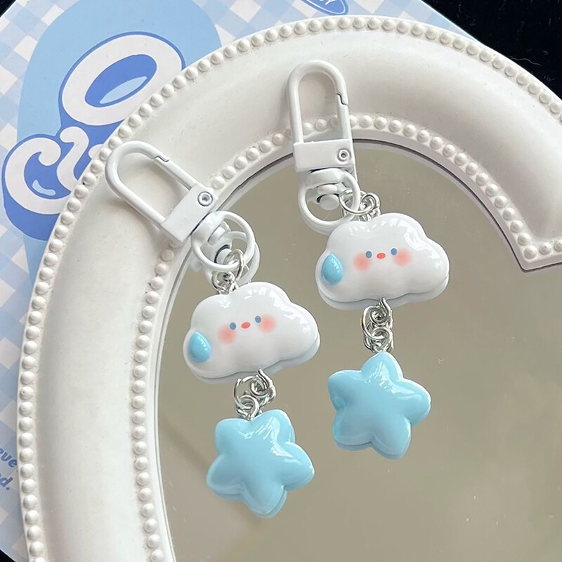 Cute Cloud Blue Star Keychain for Car Keys Accessories Original Design ...