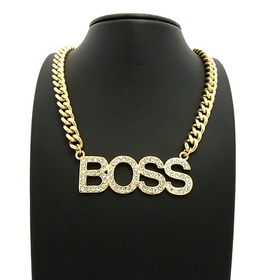 NEW BOSS PENDANT & 8mm/16" LINK CHAIN HIP HOP NECKLACE - RC2429G | eBay