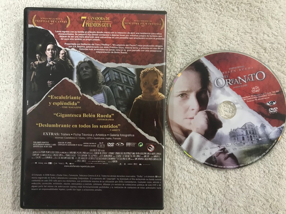 EL ORFANATO DVD BELEN RUEDA Y GUILLERMO DEL TORO J.A. BAYONA 7 GOYAS | eBay