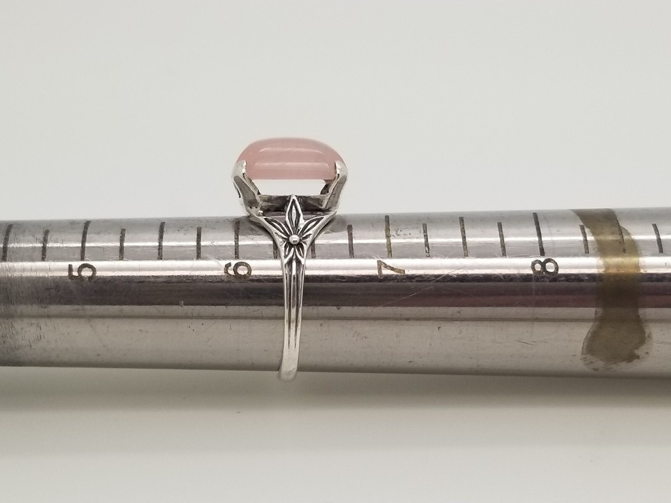 12x10MM EMERALD CUT PINK QUARTZ STERLING SILVER RING SIZE 6 1/4 ESTATE ...
