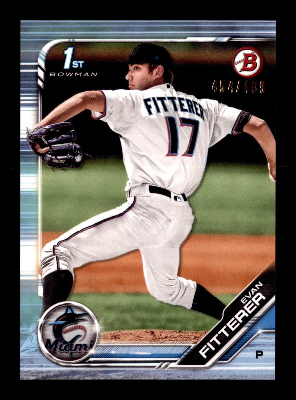 2019 1st Bowman Draft Sky Blue /499 Evan Fitterer #BD-68 Miami Marlins ...