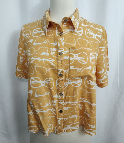 Anthropologie Love Notes Rayon Blouse Women's Size LG Yellow With ...