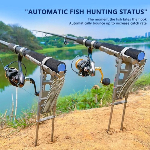 Automatic Spring Steel Fishing Rod Holder Adjustable Stand Durable Easy ...