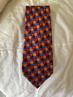 Robert Talbott Studio Silk Neck Tie BlueRedYellow w/geometric & floral pattern | eBay