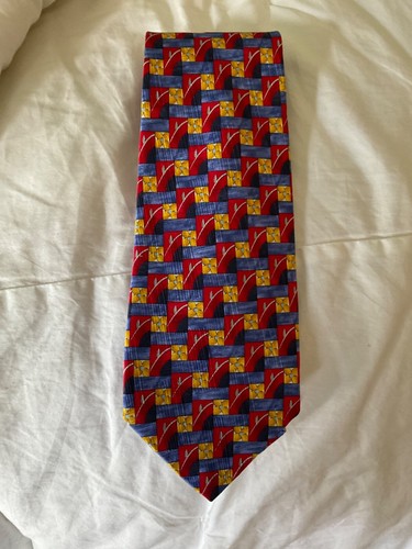Robert Talbott Studio Silk Neck Tie BlueRedYellow w/geometric & floral pattern | eBay