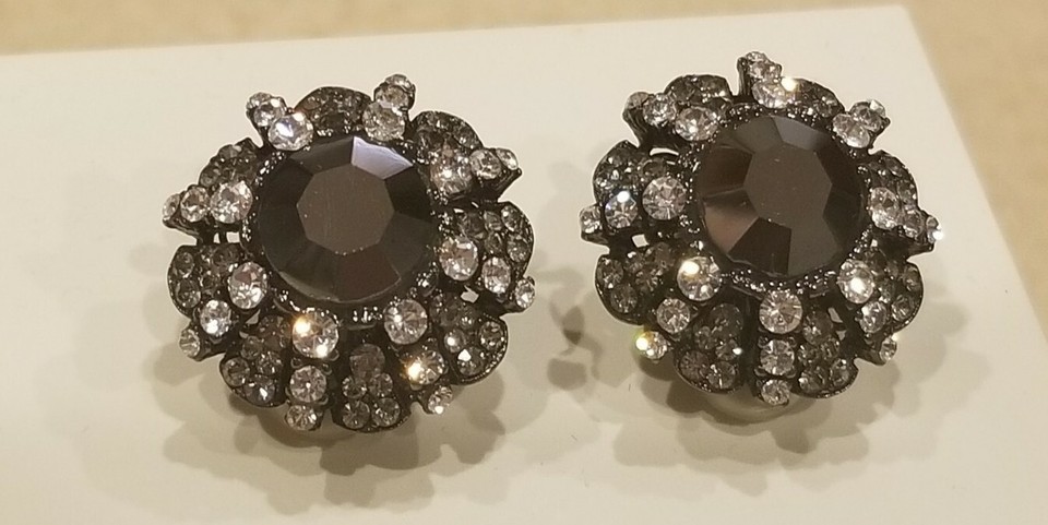 RARE STATEMENT JOSE & MARIA BARRERA BLACK GRAY CLUSTER CRYSTAL EVENING ...