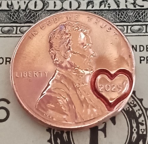 2025 Lincoln Cent Penny HEART Counterstamp Lottery Scratcher LUCKY Coin ...