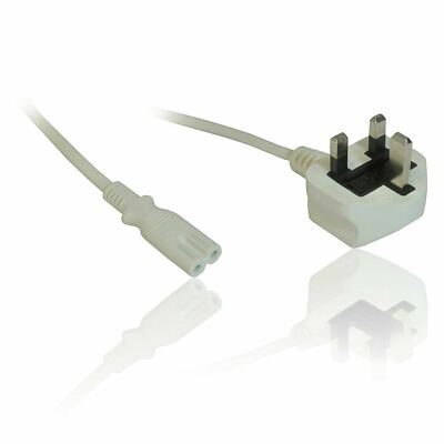 3m UK Mains Plug to IEC C7 (Fig 8) White Long TV Power Cable | eBay UK