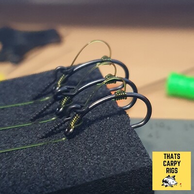 5 x IQ D Rigs / Gardner Deep Green Hooklink Pre Tied Carp Fishing Rigs ...