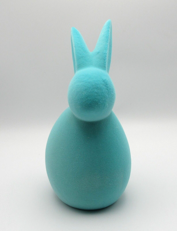 TEAL BLUE CERAMIC FLOCKED BUNNY RABBIT FIGURINE EASTER DÉCOR NEW | eBay