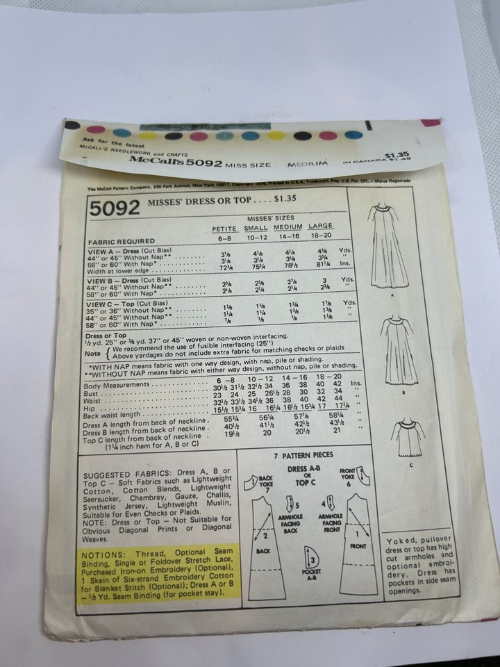 Vintage McCall's 5092 Hippie Boho Maxi Dress Top Pattern Size Medium ...