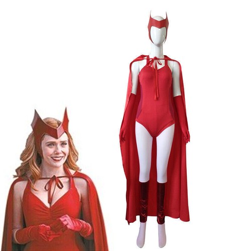 WandaVision Scarlet Witch Cosplay Costume Bodysuit Cape Wanda Maximoff ...