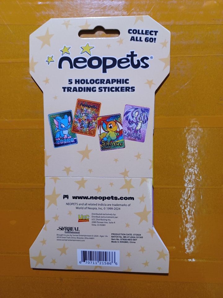 4 PACK NEOPETS HOLOGRAPHIC TRADING STICKERS BLISTER PACK w/ DLC CODE ...