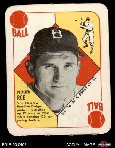 1951 Topps Red Back #16 Preacher Roe Dodgers 4 - VG/EX B51R 00 5407 | eBay