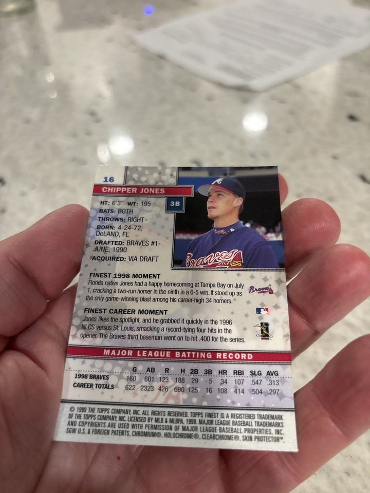 1999 Topps Finest - Chipper Jones #16 | eBay