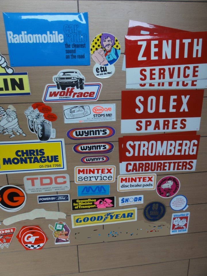 Large Collection of Vintage Motoring Stickers, Original 1970s, Superb ...