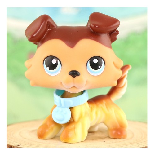 Mini Pet Shop LPS #58 Brown Blond Collie Blue Eyes Paw Down with Collar ...