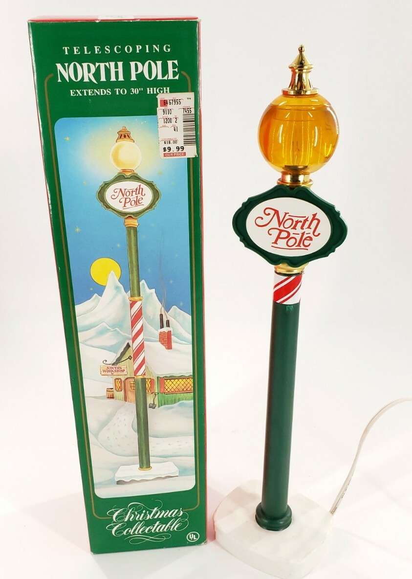 Vtg Santa's Best Christmas 30” Telescoping NORTH POLE Lamp Post Lighted ...