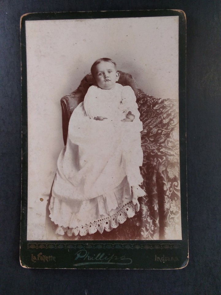 Baby Antique Photo VTG Early 1900s Portrait Lafayette IN Dress Really ...
