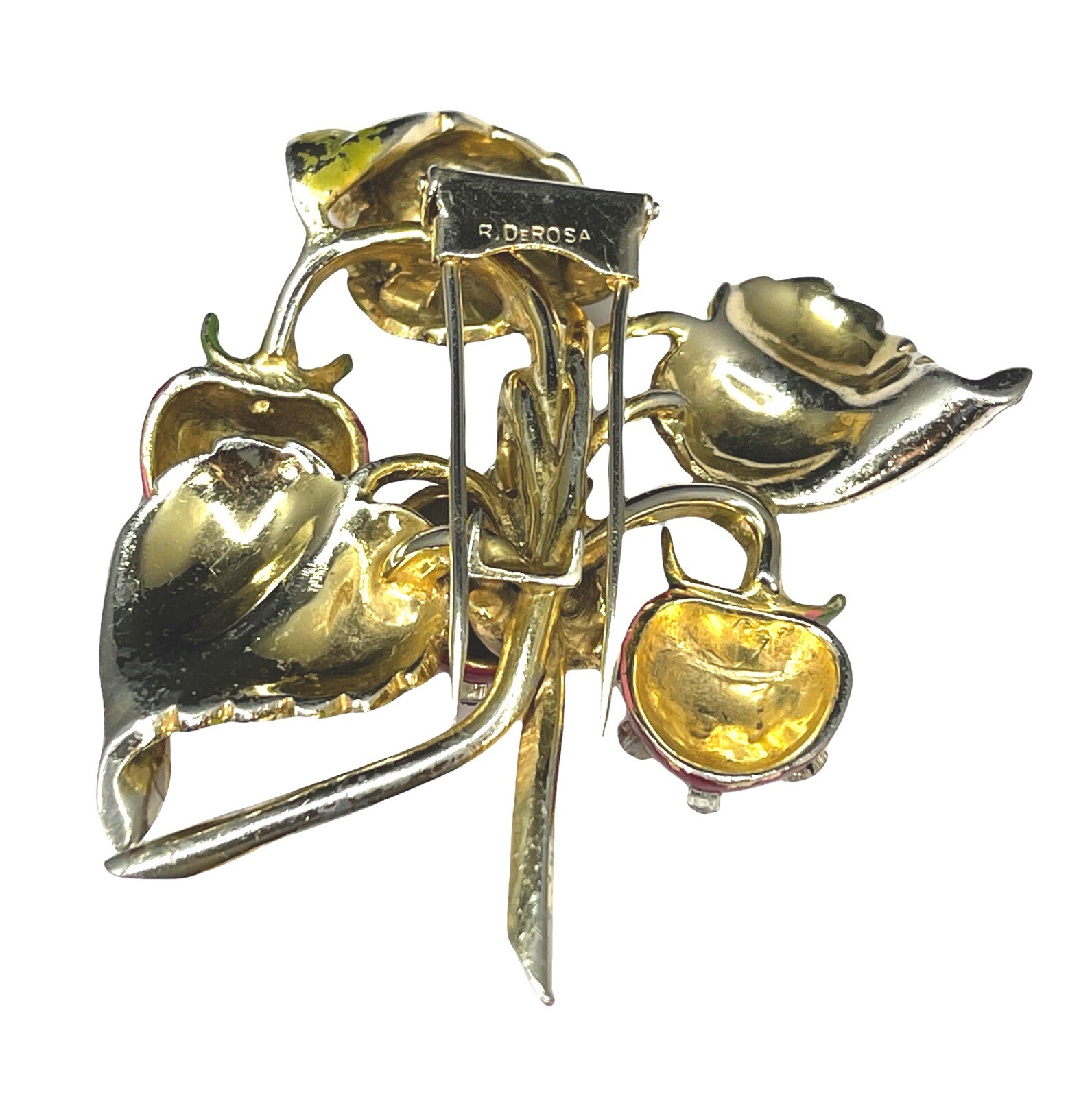 RARE 1940’S R. DEROSA ENAMEL RHINESTONE STRAWBERRIES … - Gem