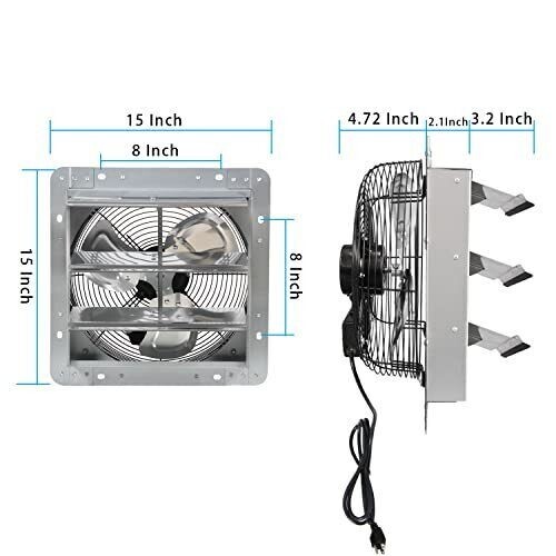 Ken Brown 12 Inch Shutter Exhaust Fan Wall Mounted Aluminum With 1.65 ...