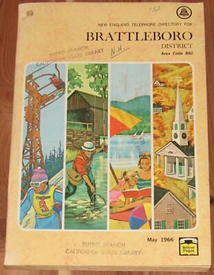1966 VERMONT TELEPHONE DIRECTORY, BRATTLEBORO DISTRICT, AREA CODE 802 ...