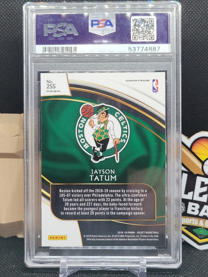 Jayson Tatum 2018 Panini Select Courtside #255 Zebra Prizm PSA 10 (BHR ...