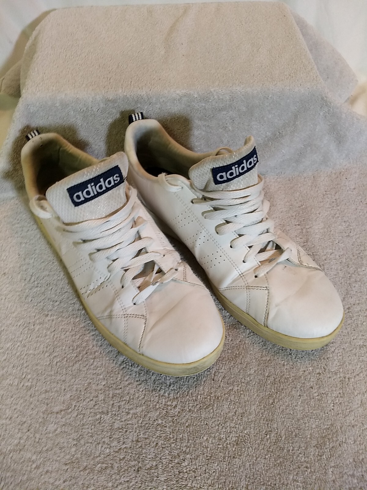 Adidas Mens Neo Advantage White Leather Casual Shoes … - Gem