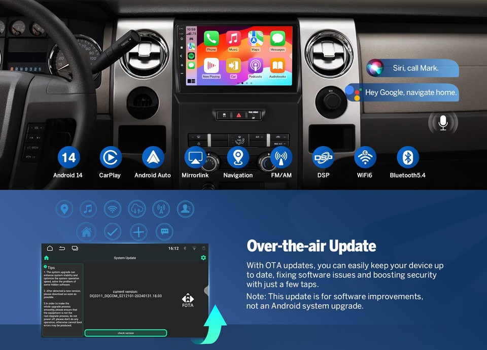 CAM+For Ford F-150 Android 14 9" IPS Car Stereo Radio CarPlay GPS ...