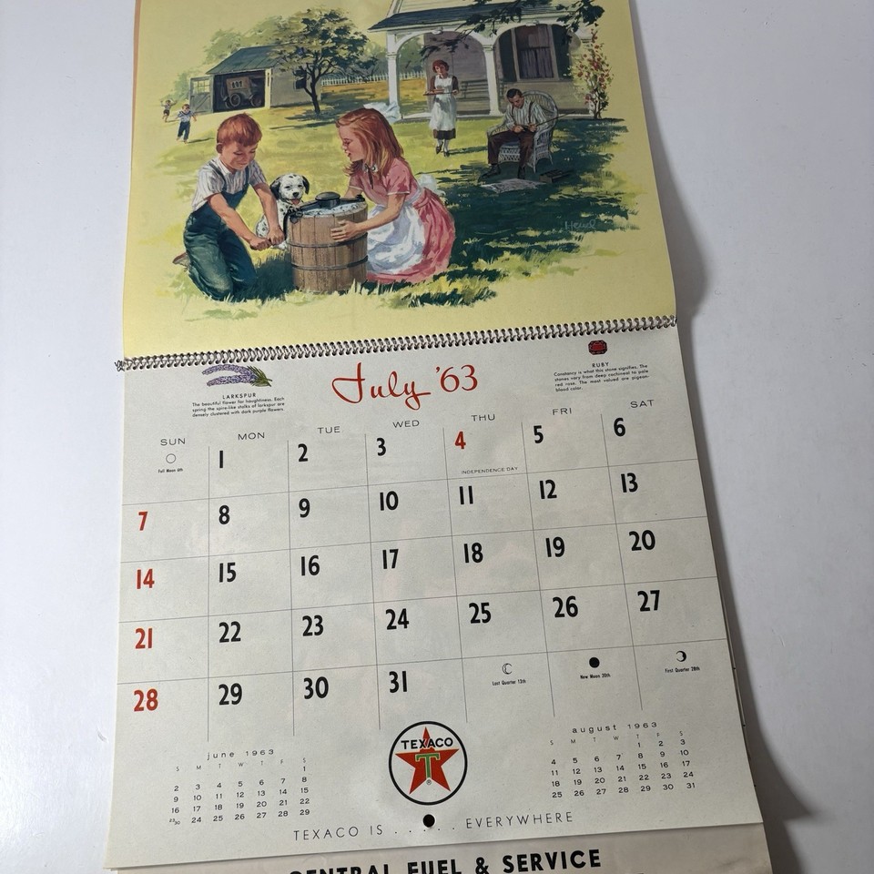 Vintage Texaco Calendar 1963 Unused ‘63 Waterbury CT Central Fuel Gas ...