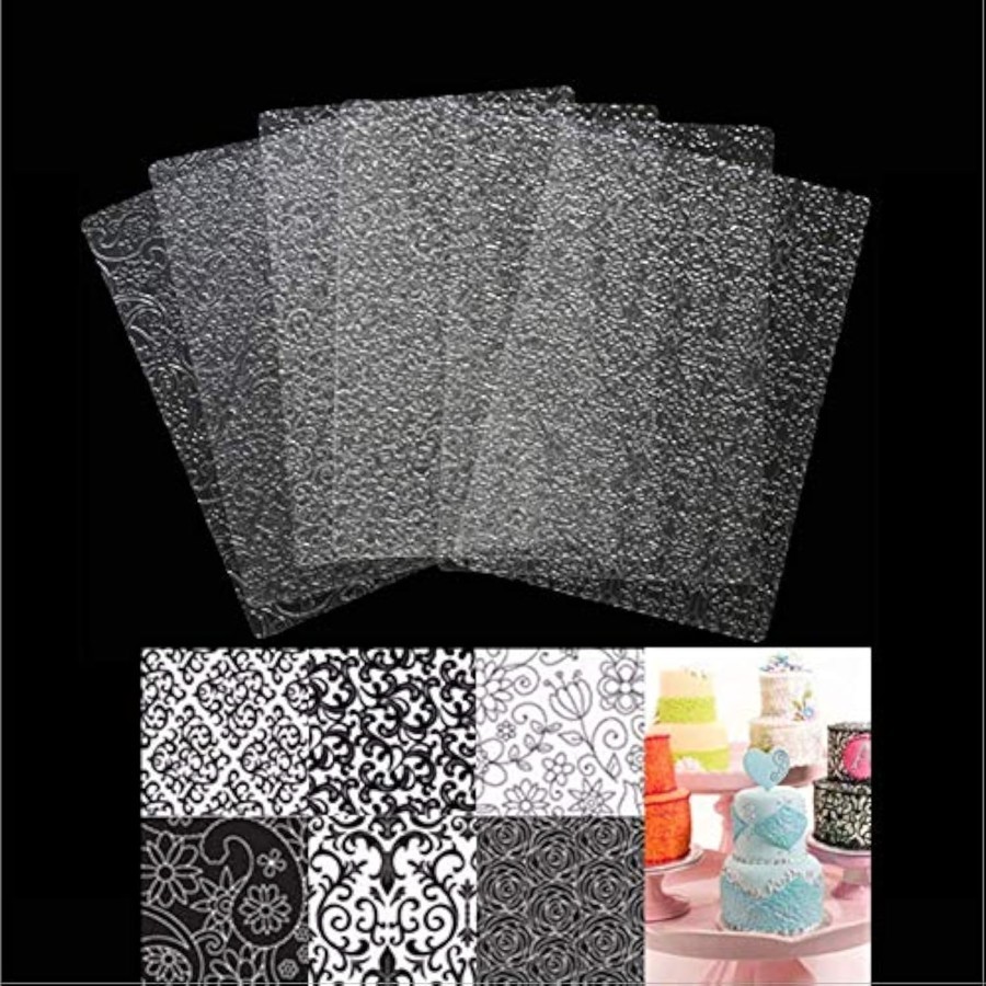 6PCS Texture Mat Stencil Molds Biscuit Cake Mold Floral Texture Fondan ...