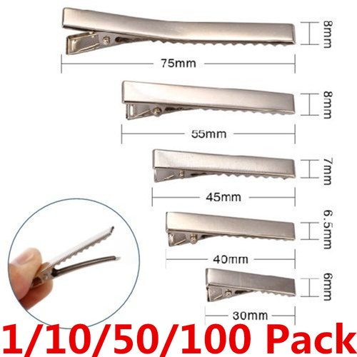 Flat Metal Single Prong Alligator Hairpin Clip Base for DIY Hair Clips ...
