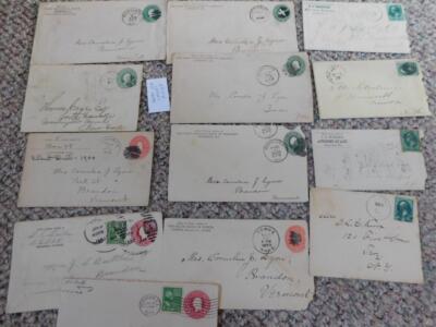 POSTAL STATIONARY & 3 CENT BANKNOTES-CORNER COVERS & SOME FANCY CANCELS ...