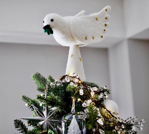 NWT!! POTTERY BARN Felt Dove Tree Topper Christmas Embroidered Holidays ...