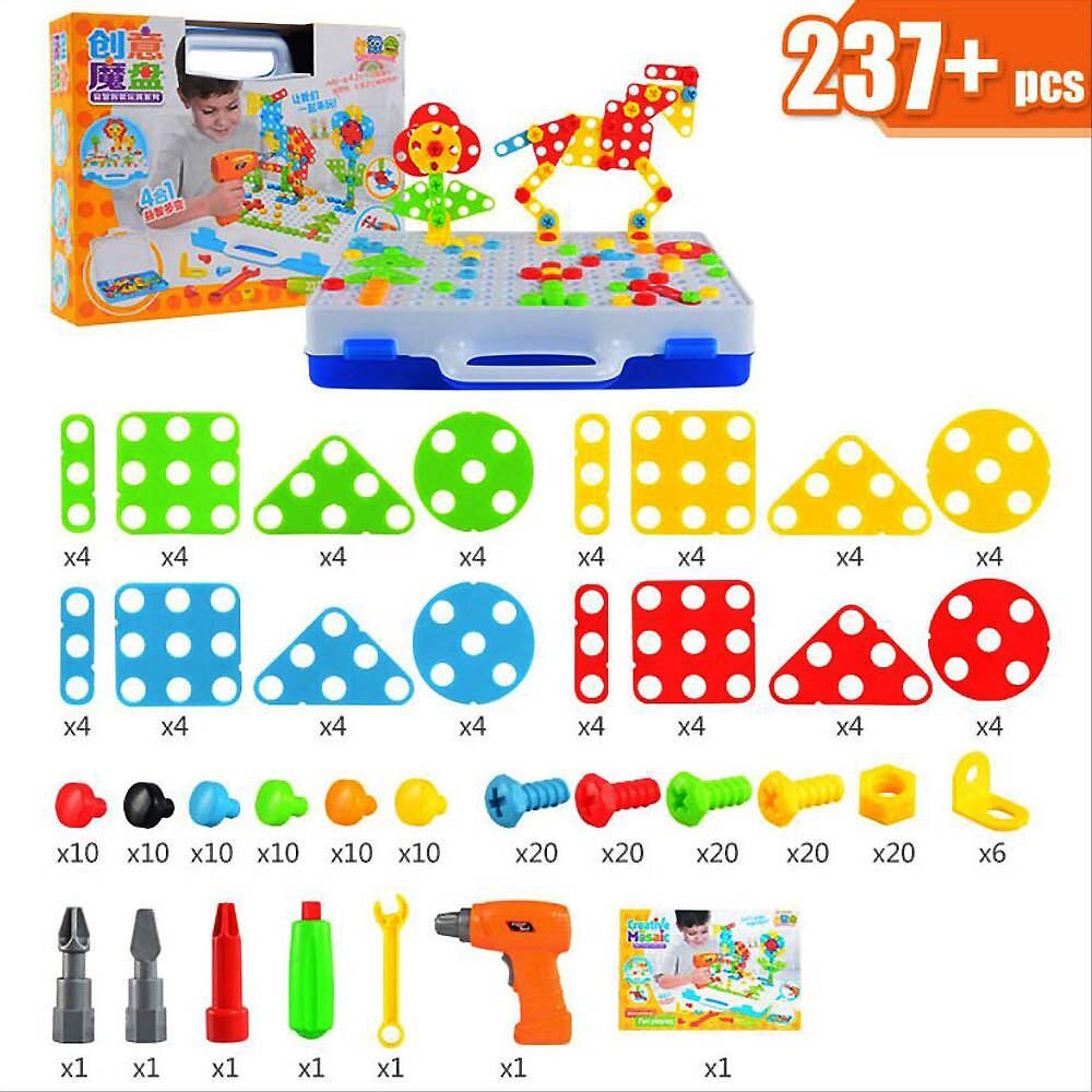 237X Set Mosaic Building Blocks Peg Electric Drill Assemble Toys ...