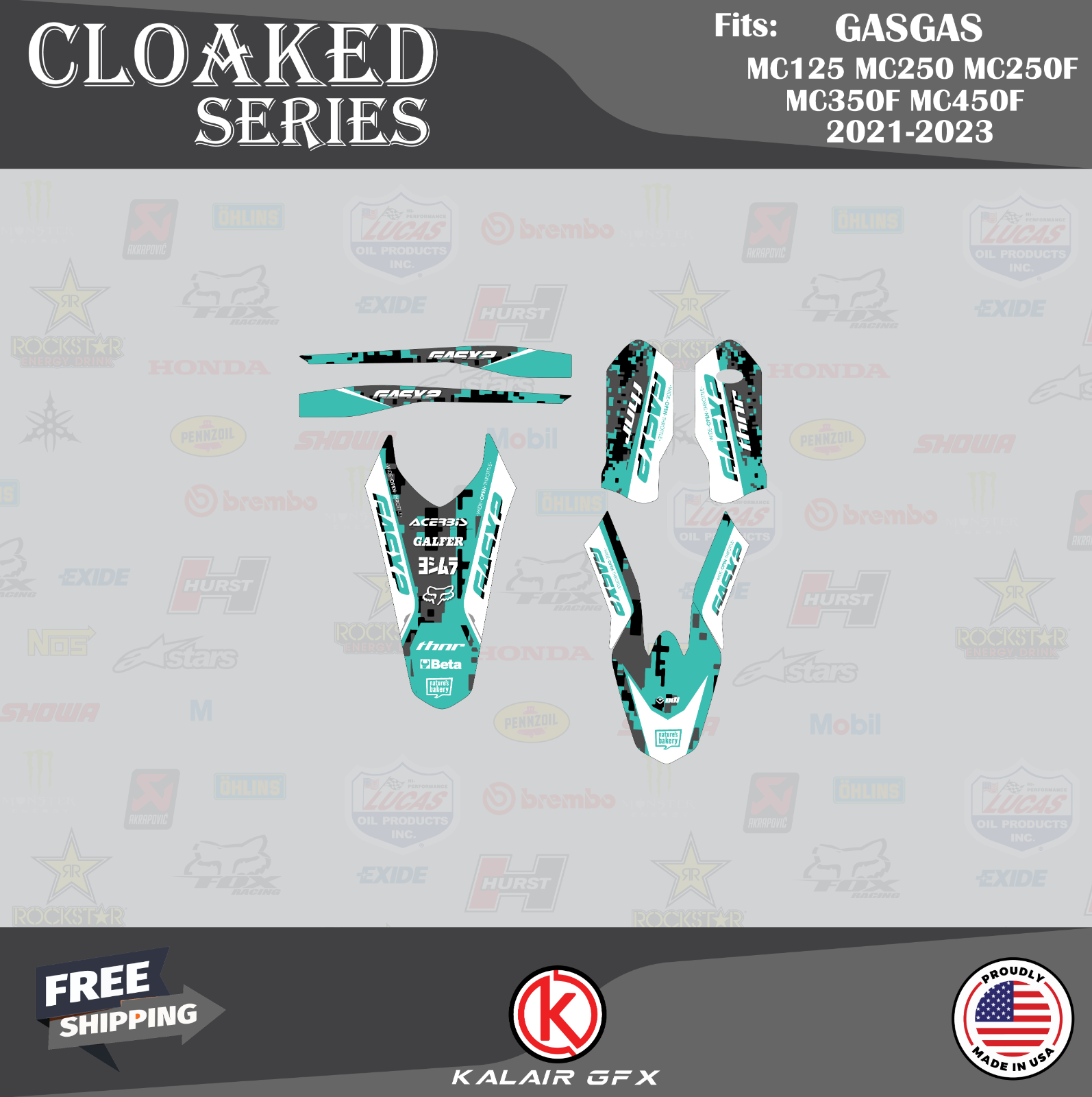 Graphics Kit for GasGas MC125 MC250 MC250F MC350F MC450F 2021-2023 ...