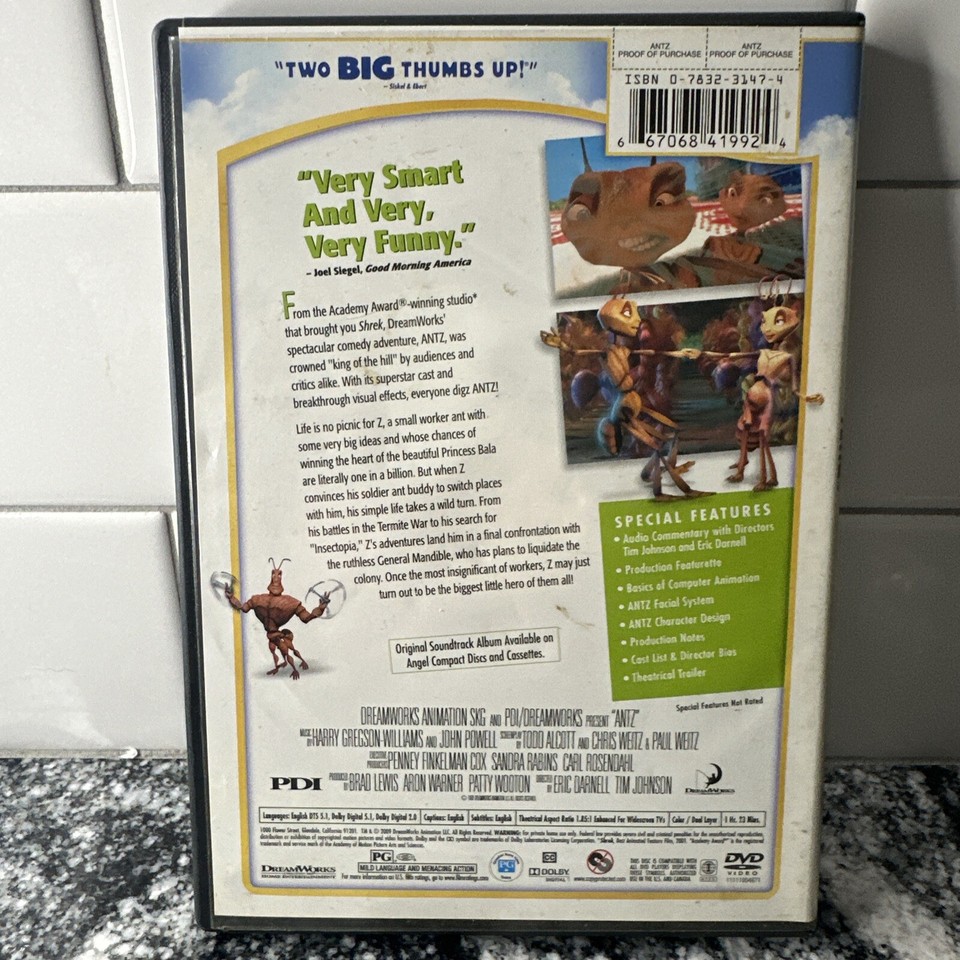 Antz (DVD, 1999, Signature Selection) Dreamworks Animation Family Movie ...