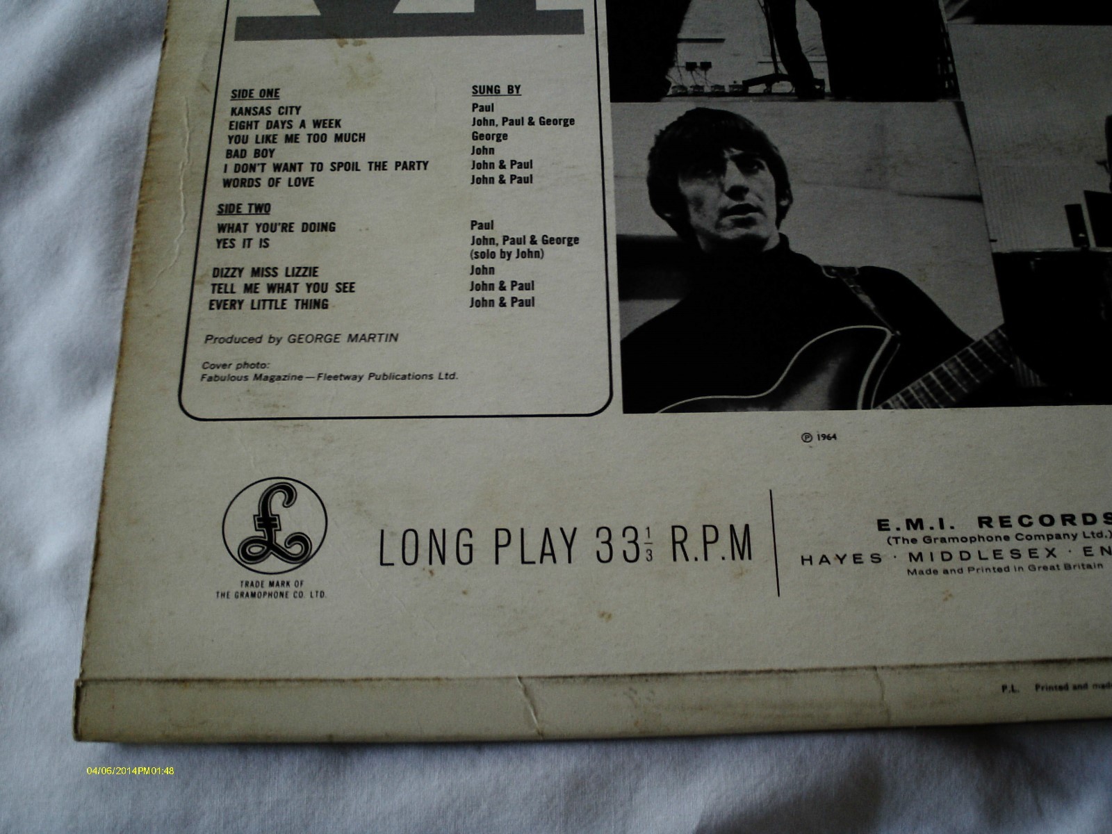 BEATLES VI ULTRA RARE PARLOPHONE LP Black w/Yellow Label GREAT BRITAIN ...