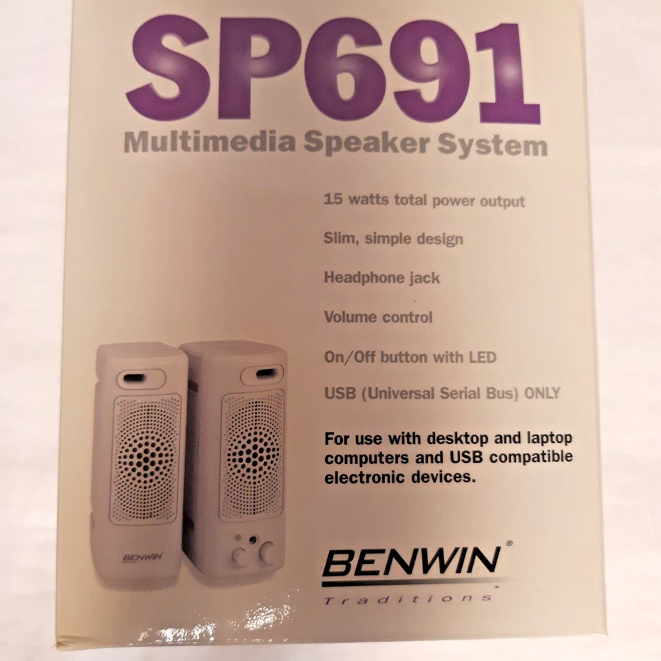 VINTAGE BENWIN SP691 BEIGE DESKTOP SPEAKERS, USB POWERED, SEALED NEW ...