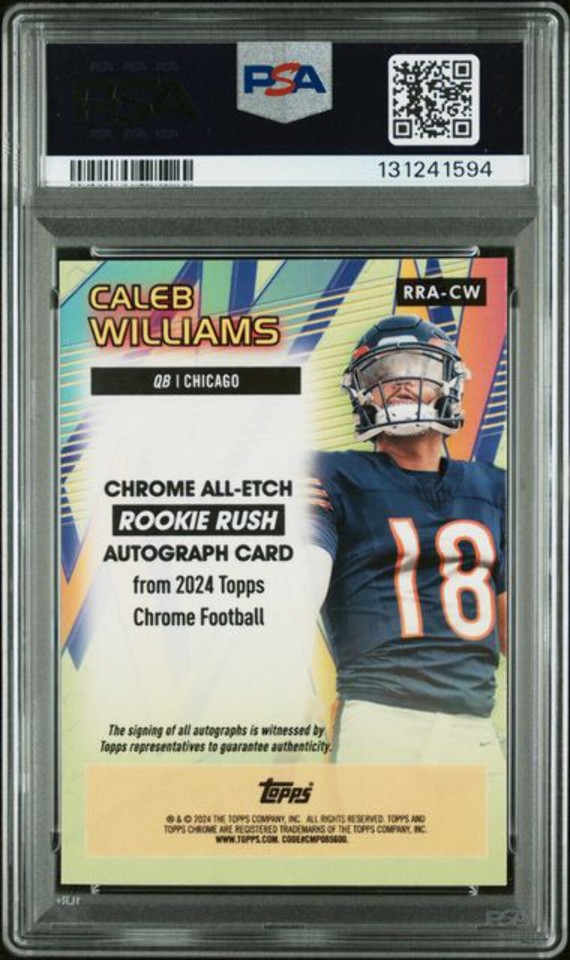 Graded 2024 Topps Chrome Caleb Williams /75 Yellow REF Rookie Card PSA ...