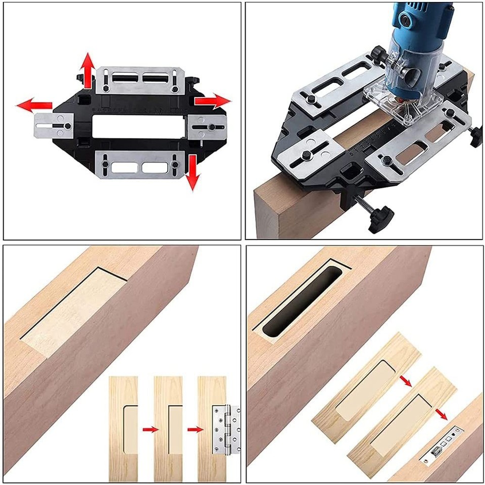 ??Wooden Door Hinge Jig Lock Guide Plate Router Bit Woodworking ...