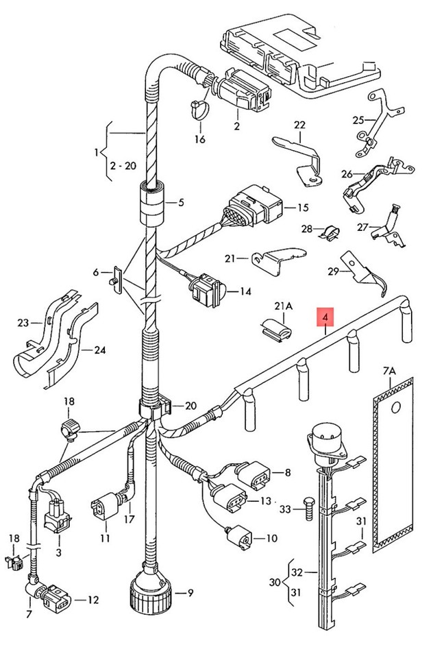 GENUINE SEAT LEON TOLEDO TDI GLOW PLUG RAIL BRIDGE WIRING HARNESS ...