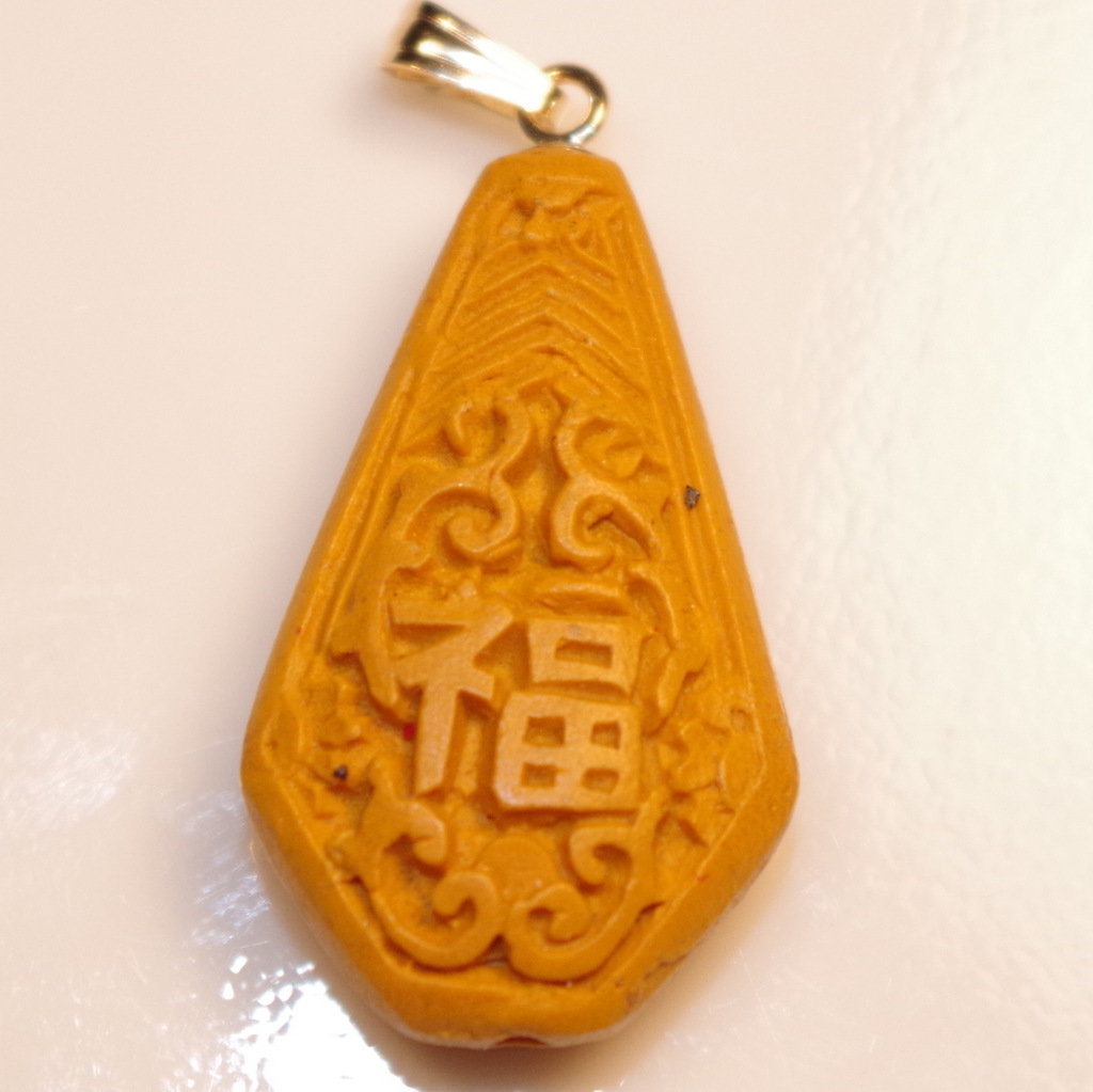 14K GORGEOUS CARVED YELLOW CINNABAR LACQUR FOCAL POINT LONGEVITY ...