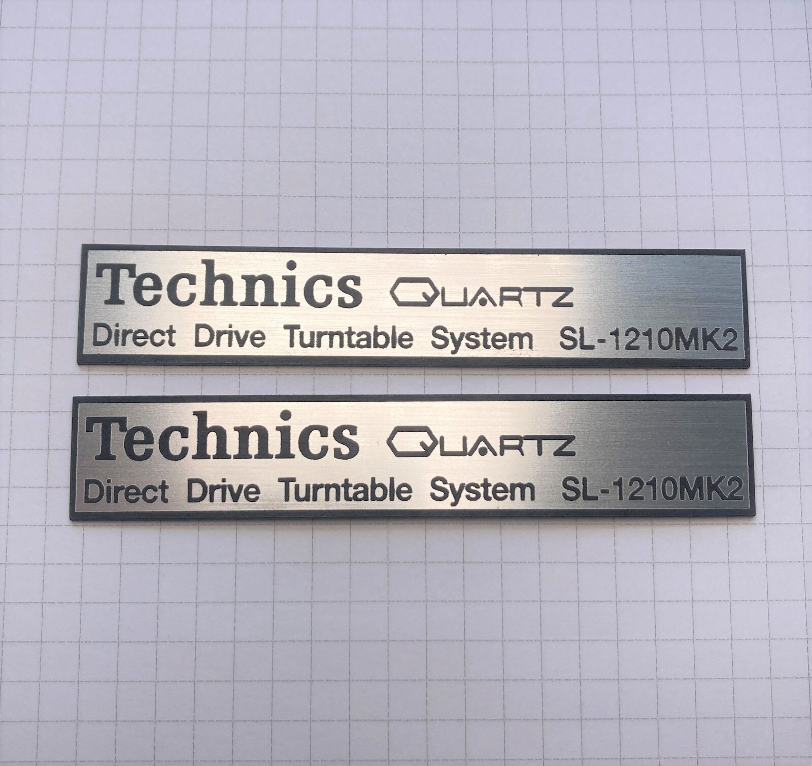 2 x Technics 1210 DECAL 84x14mm Emblem brushed Logo Sticker Badge Decal ...
