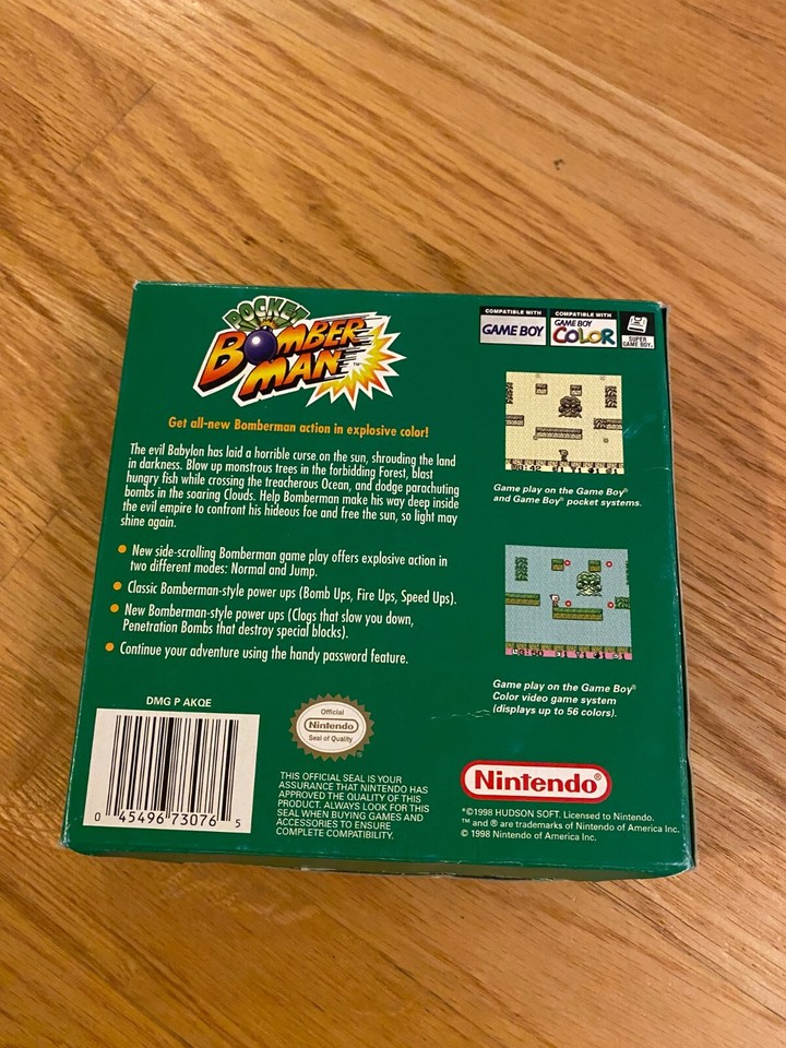 Nintendo Gameboy Color Rocket BomberMan Empty Box 1998 NES Game Boy ...